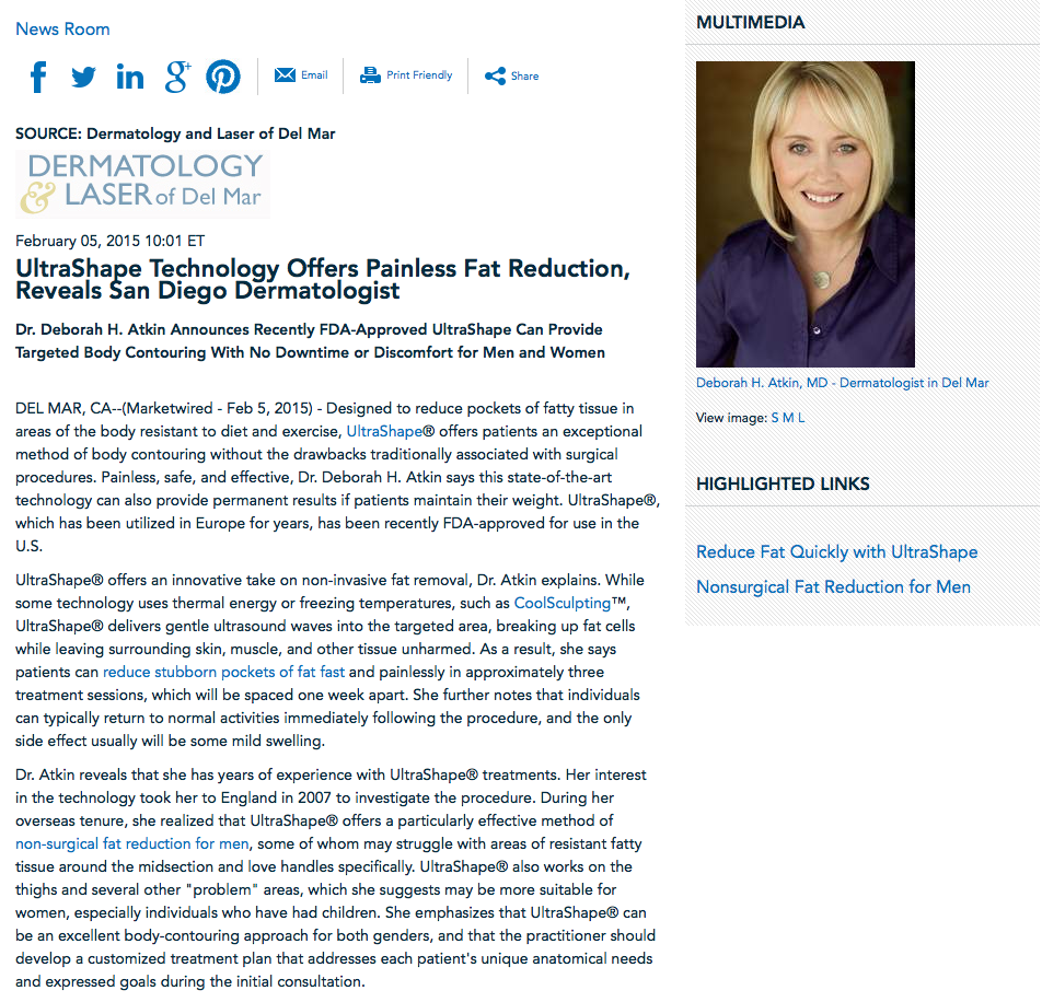 UltraShape ® Technology Offers Painless Fat Reduction, Reveals San ...