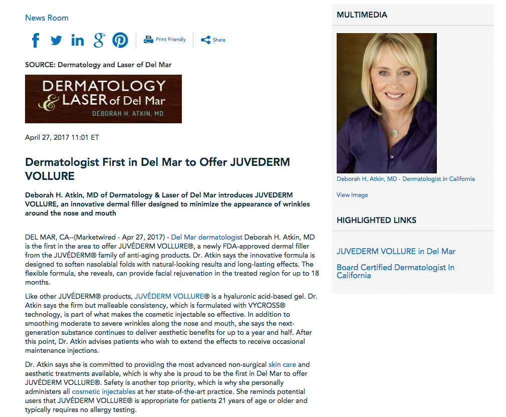 Dermatologist First in Del Mar to Offer JUVÉDERM VOLLURE ...